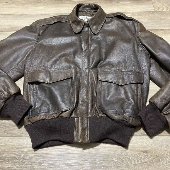 L.L. Bean | Jackets & Coats | Ll Bean Brown Goatskin Leather A2 Bomber Flight Jacket Large Pilot ...